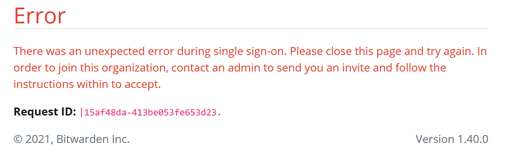 Error After Sign In Azure Ad Sso Password Manager Bitwarden