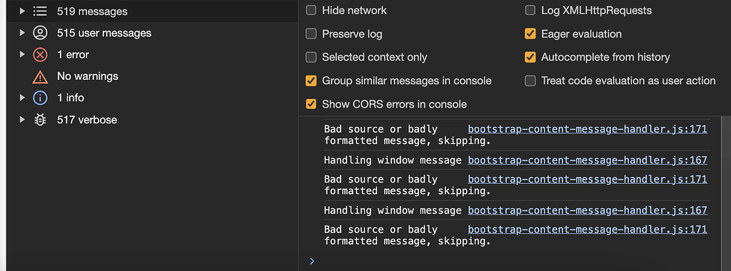 Looping infinitely! bootstrap-content-message-handler.js is looping ... Looping infinitely! bootstrap-content-message-handler.js is looping ...